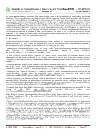 IRJET- Material Removal Rate and Surface Roughness based Cutting Parameters Optimization for ...