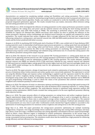 IRJET- Material Removal Rate and Surface Roughness based Cutting ...