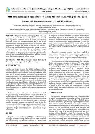 IRJET- MRI Brain Image Segmentation using Machine Learning Techniques | PDF | Brain and Nervous ...