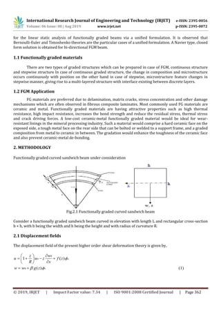 IRJET- Bending Analysis of Functionally Graded Beam Curved in Elevation using Higher Order ...