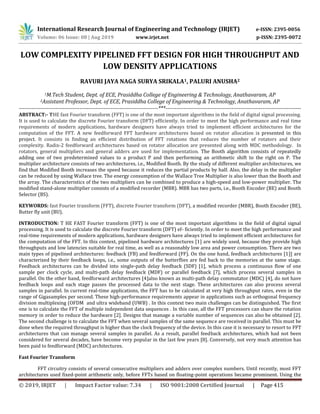 IRJET- Low Complexity Pipelined FFT Design for High Throughput and Low Density Applications | PDF