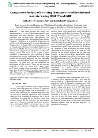 IRJET- Comparative Analysis of Switching Characteristics of Non-Isolated Converters using MOSFET ...