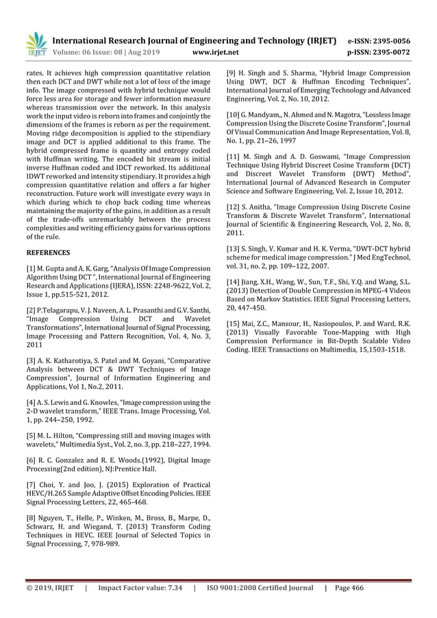 IRJET- A Hybrid Image and Video Compression of DCT and DWT Techniques for H.265/HEVC | PDF
