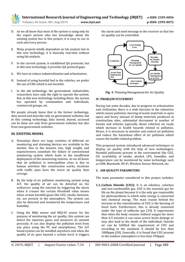 IRJET- Air Pollution Monitoring System using the Internet of Things | PDF