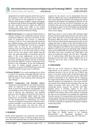 IRJET- Air Pollution Monitoring System using the Internet of Things | PDF
