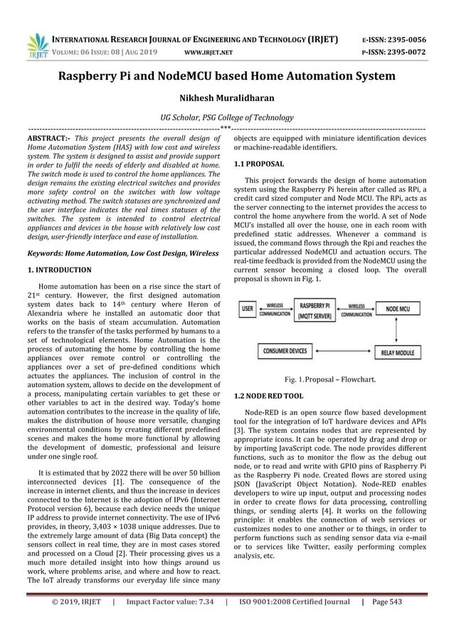 IRJET- Raspberry Pi and NodeMCU based Home Automation System | PDF
