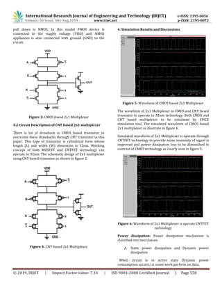 IRJET- Design and Implementation of CMOS and CNT based 2:1 Multiplexer ...