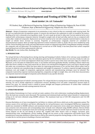 IRJET- Design, Development and Testing of CFRC Tie Rod | PDF