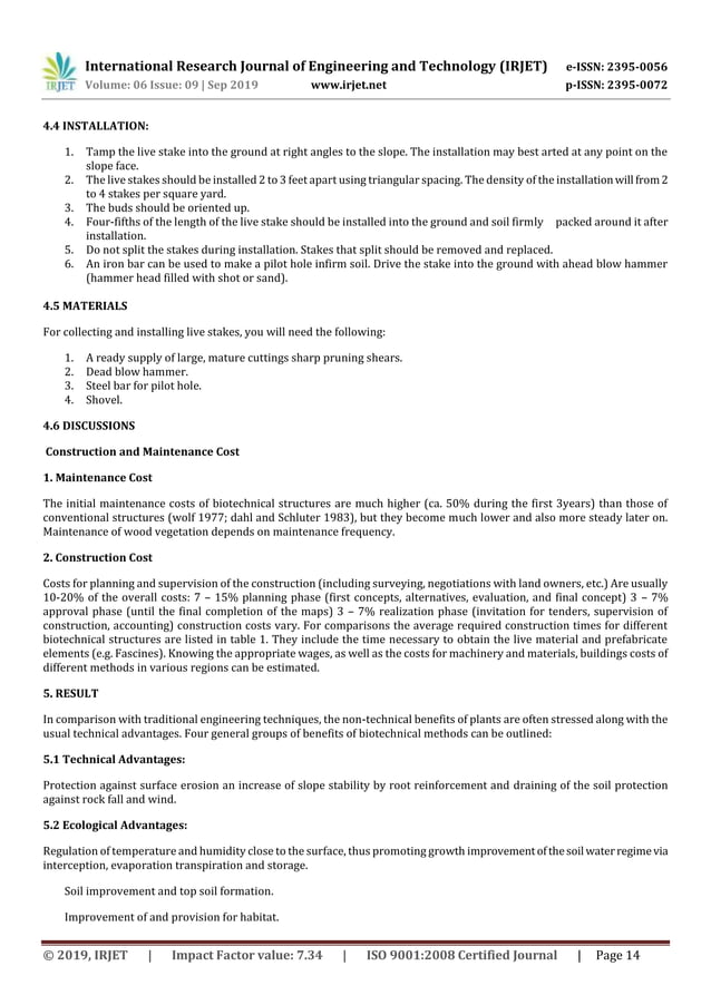 IRJET- Slope Stability by Live Staking Method of Soil BioEngineering | PDF