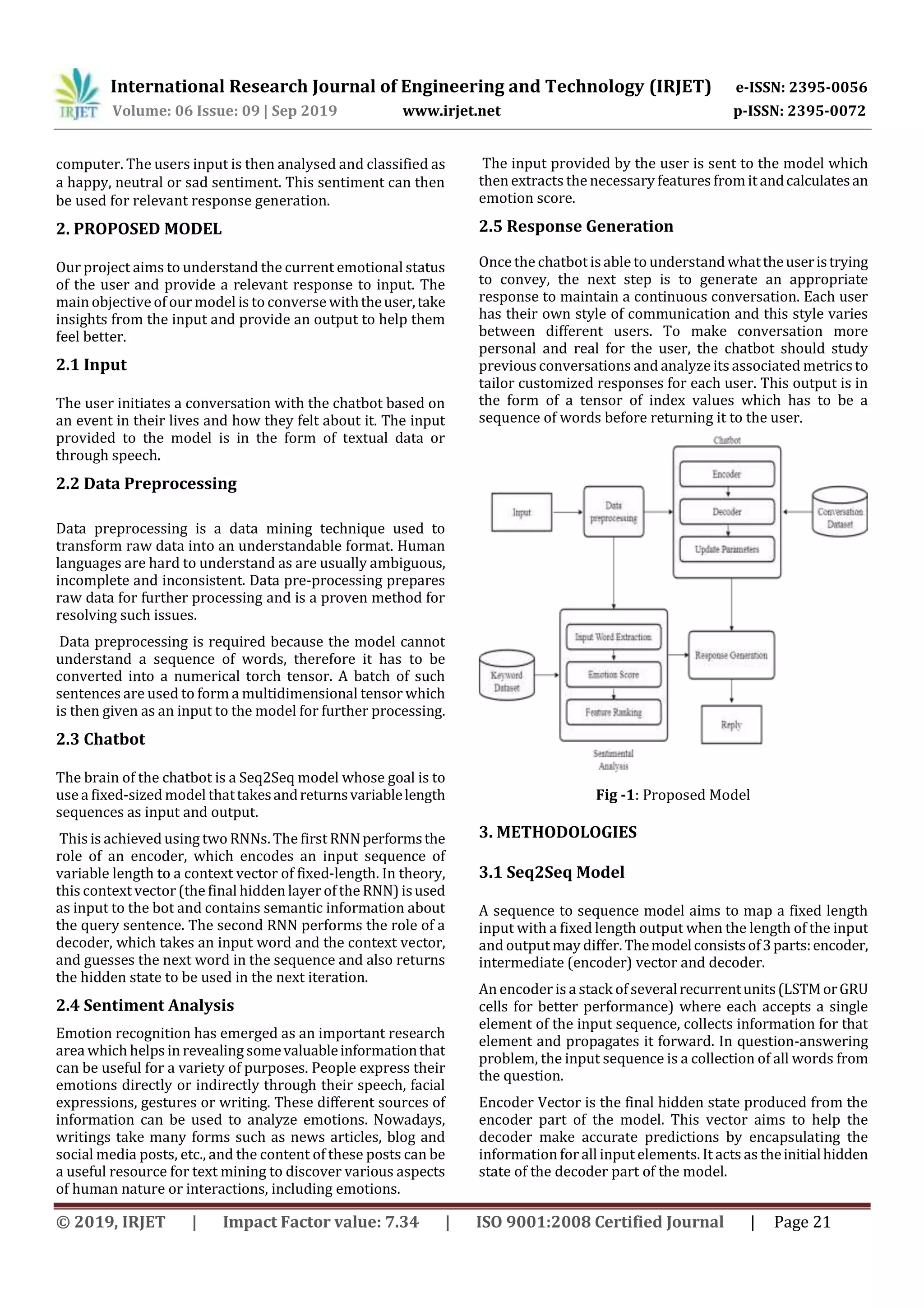 IRJET- Conversational Assistant based on Sentiment Analysis | PDF