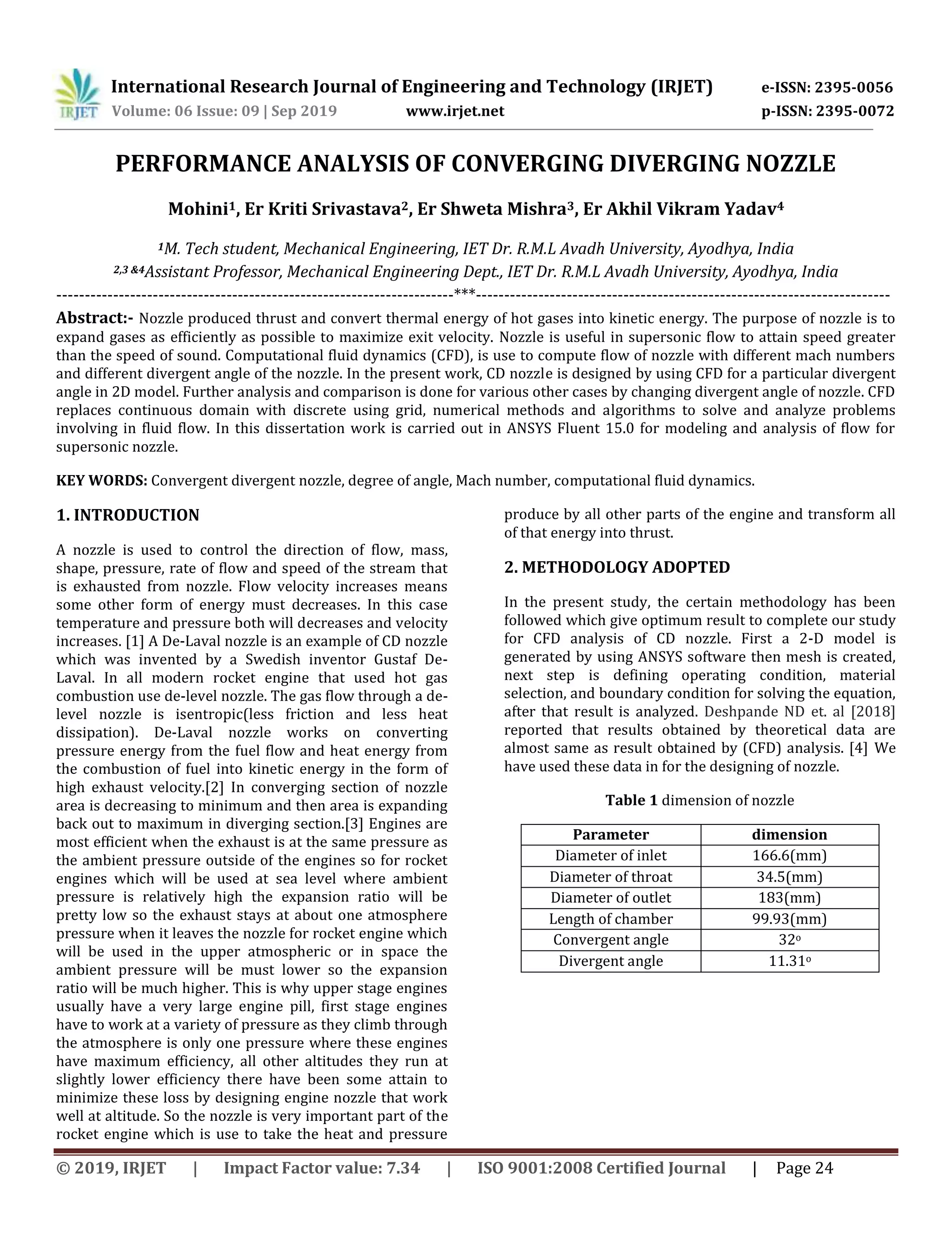 IRJET- Performance Analysis of Converging Diverging Nozzle | PDF