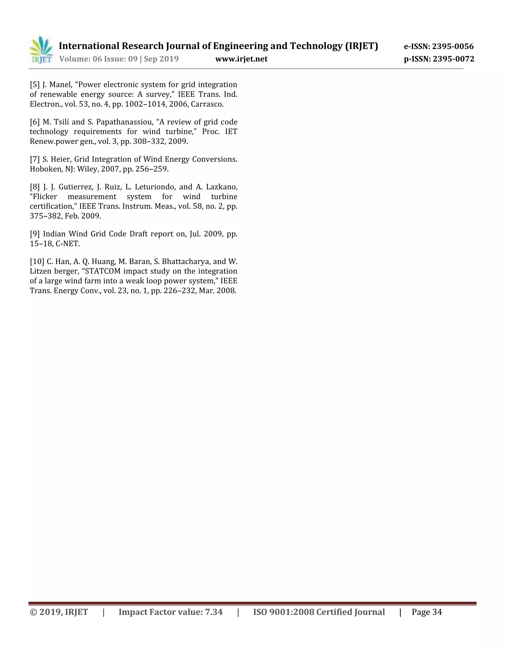 IRJET- STATCOM based Control Scheme for Power Quality Improvement in Grid-Connected Wind Energy ...