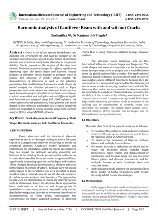 IRJET- Harmonic Analysis of Cantilever Beam with and without Cracks | PDF