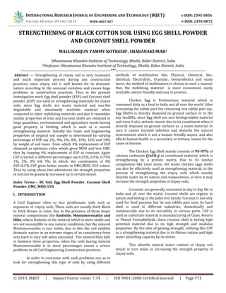 IRJET- Strengthening of Black Cotton Soil using Egg Shell Powder and Coconut Shell Powder | PDF
