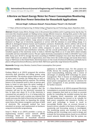 IRJET- A Review on Smart Energy Meter for Power Consumption Monitoring with Over Power Detection ...