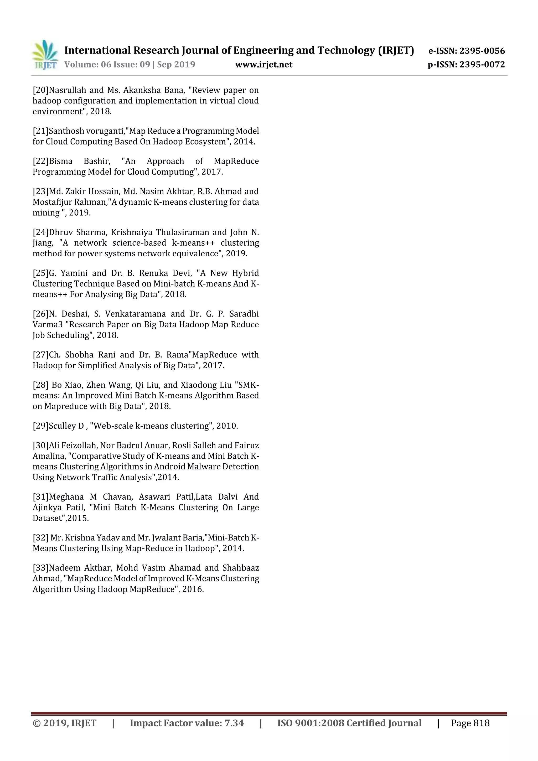 IRJET- Comparatively Analysis on K-Means++ and Mini Batch K-Means Clustering Algorithm in Cloud ...