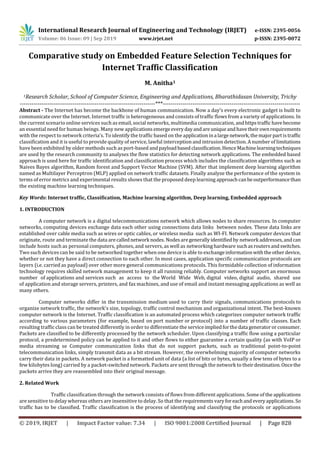 IRJET- Comparative Study on Embedded Feature Selection Techniques for Internet Traffic ...