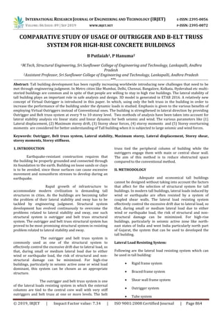 IRJET- Comparative Study of Usage of Outrigger and B-ELT Truss System for High-Rise Concrete ...