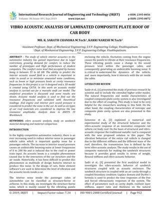 IRJET- Vibro Acoustic Analysis of Laminated Composite Plate Roof of Car Body | PDF