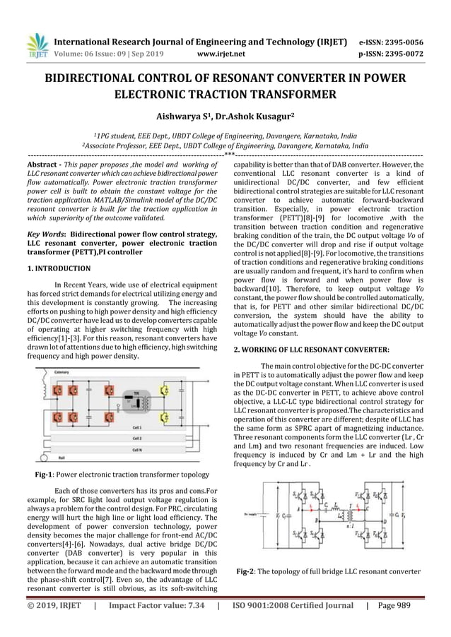 IRJET- Bidirectional Control of Resonant Converter in Power Electronic Traction Transformer | PDF