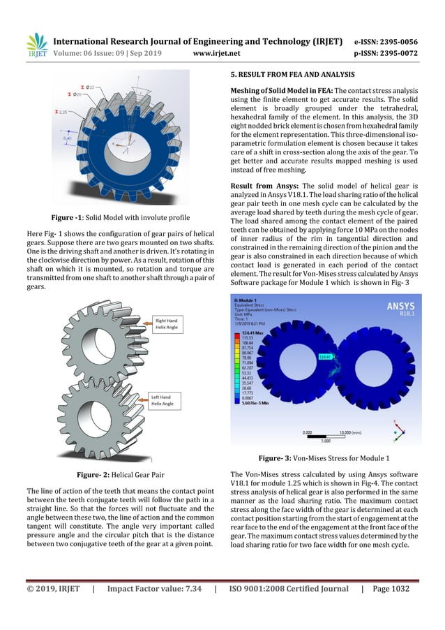 IRJET- Parametric Stress Analysis of Helical Gear using Fea | PDF