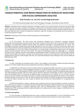 IRJET- Characteristics and Mood Prediction of Human by Signature and Facial Expression Analysis ...