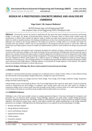 IRJET- Design of a Prestressed Concrete Bridge and Analysis by CSiBridge | PDF