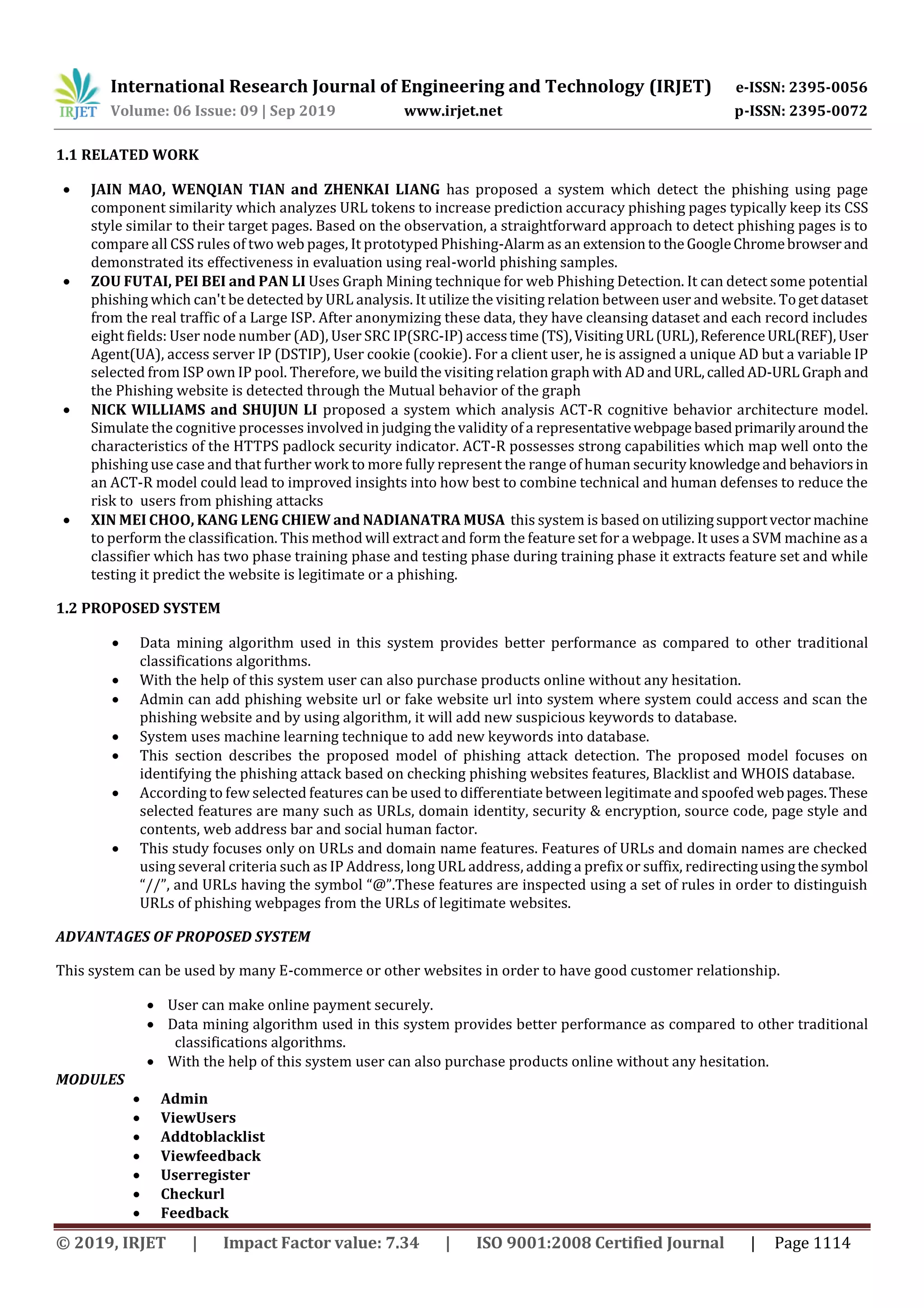 IRJET- Phishing Website Detection based on Machine Learning | PDF