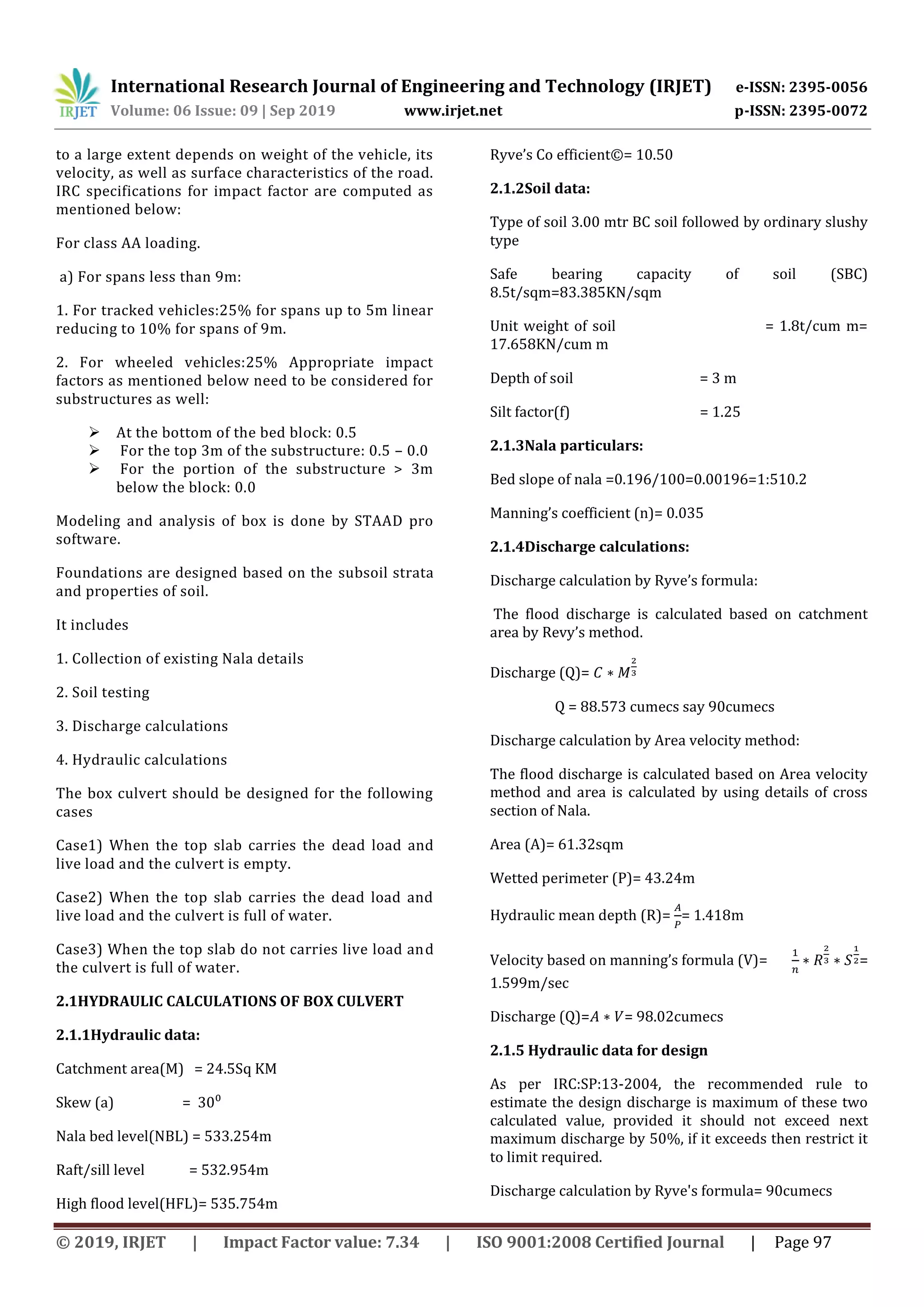 IRJET- Parametric Study on Behaviour of RCC Box Culvert for Dynamic Loading | PDF