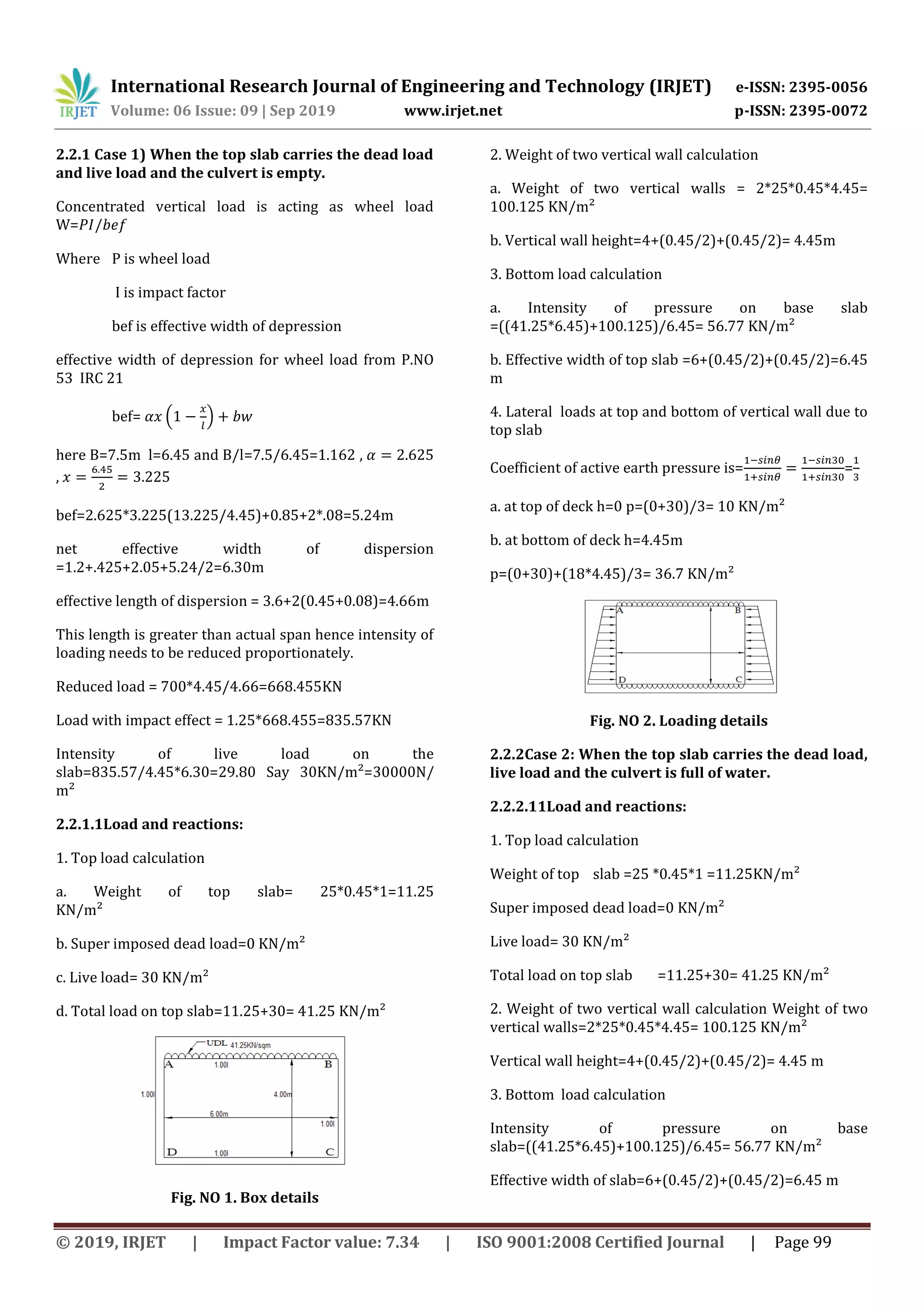 IRJET- Parametric Study on Behaviour of RCC Box Culvert for Dynamic Loading | PDF