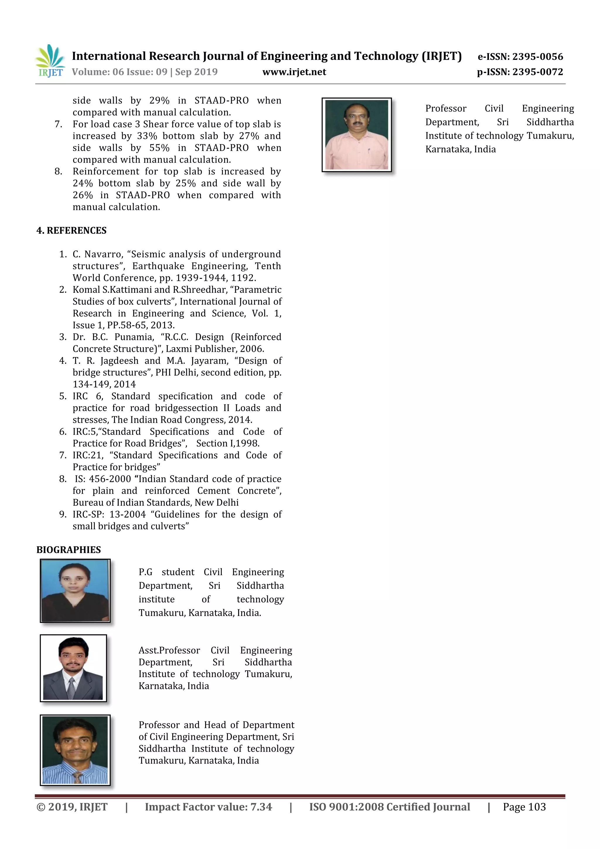 IRJET- Parametric Study on Behaviour of RCC Box Culvert for Dynamic Loading | PDF