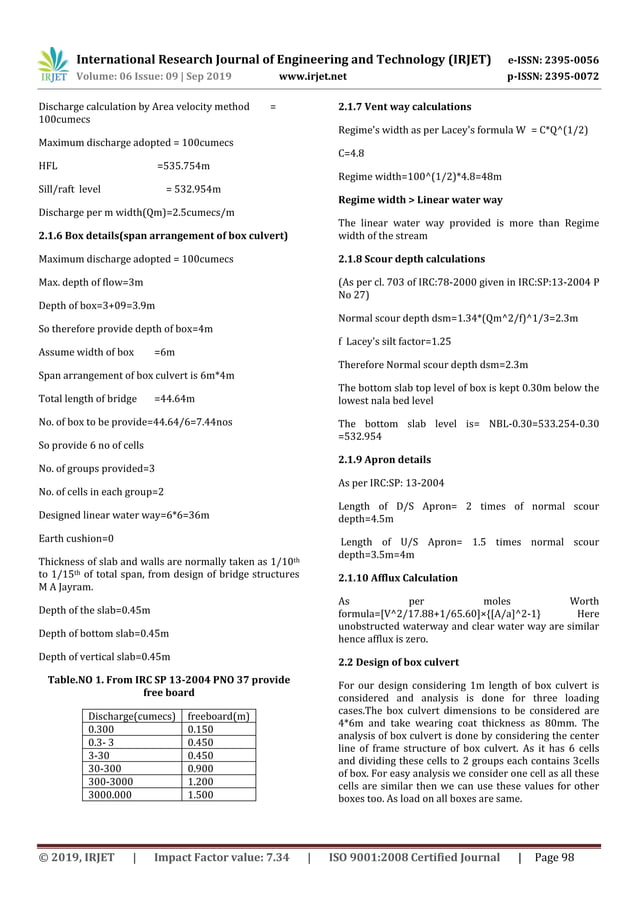 IRJET- Parametric Study on Behaviour of RCC Box Culvert for Dynamic Loading | PDF