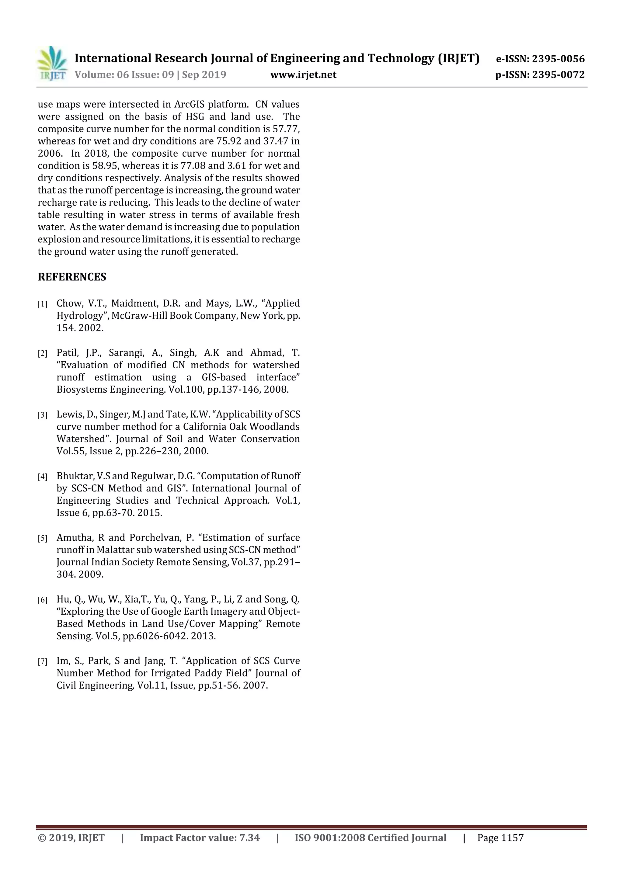 IRJET- Estimation of Surface Runoff using Curve Number Method- A ...