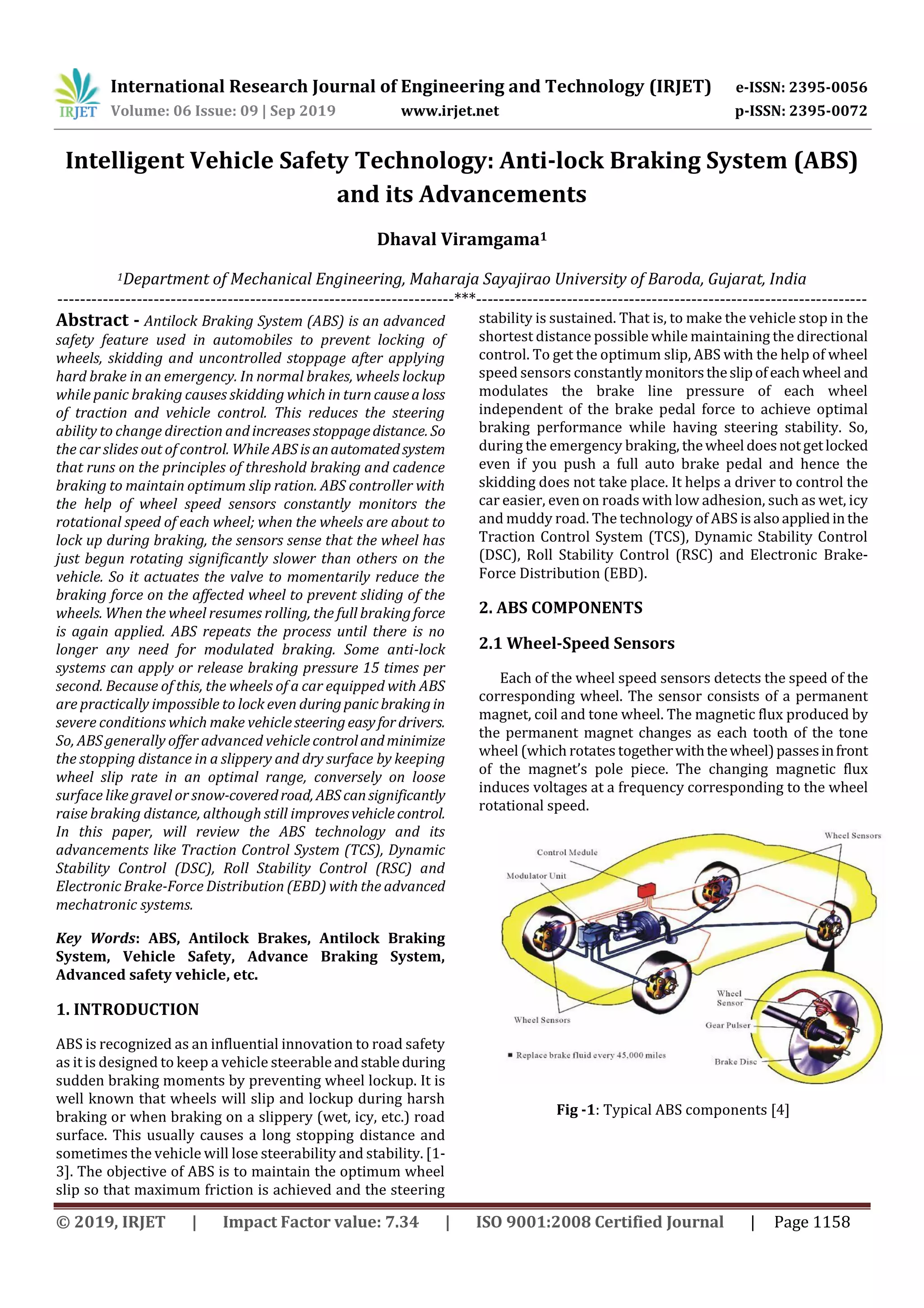 IRJET- Intelligent Vehicle Safety Technology: Anti-Lock Braking System ...