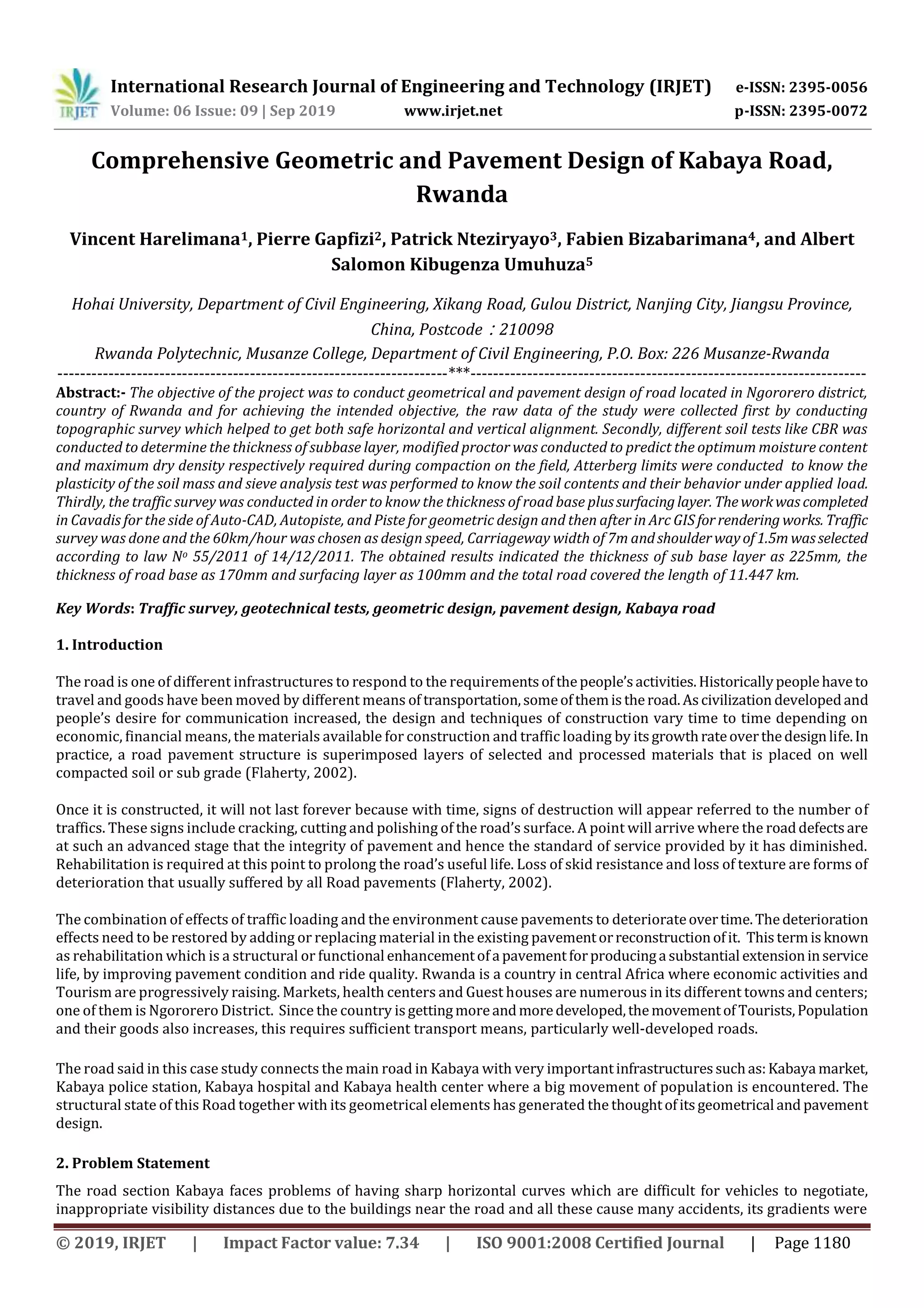 IRJET- Comprehensive Geometric and Pavement Design of Kabaya Road ...