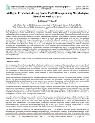 IRJET- Intelligent Prediction of Lung Cancer Via MRI Images using ...