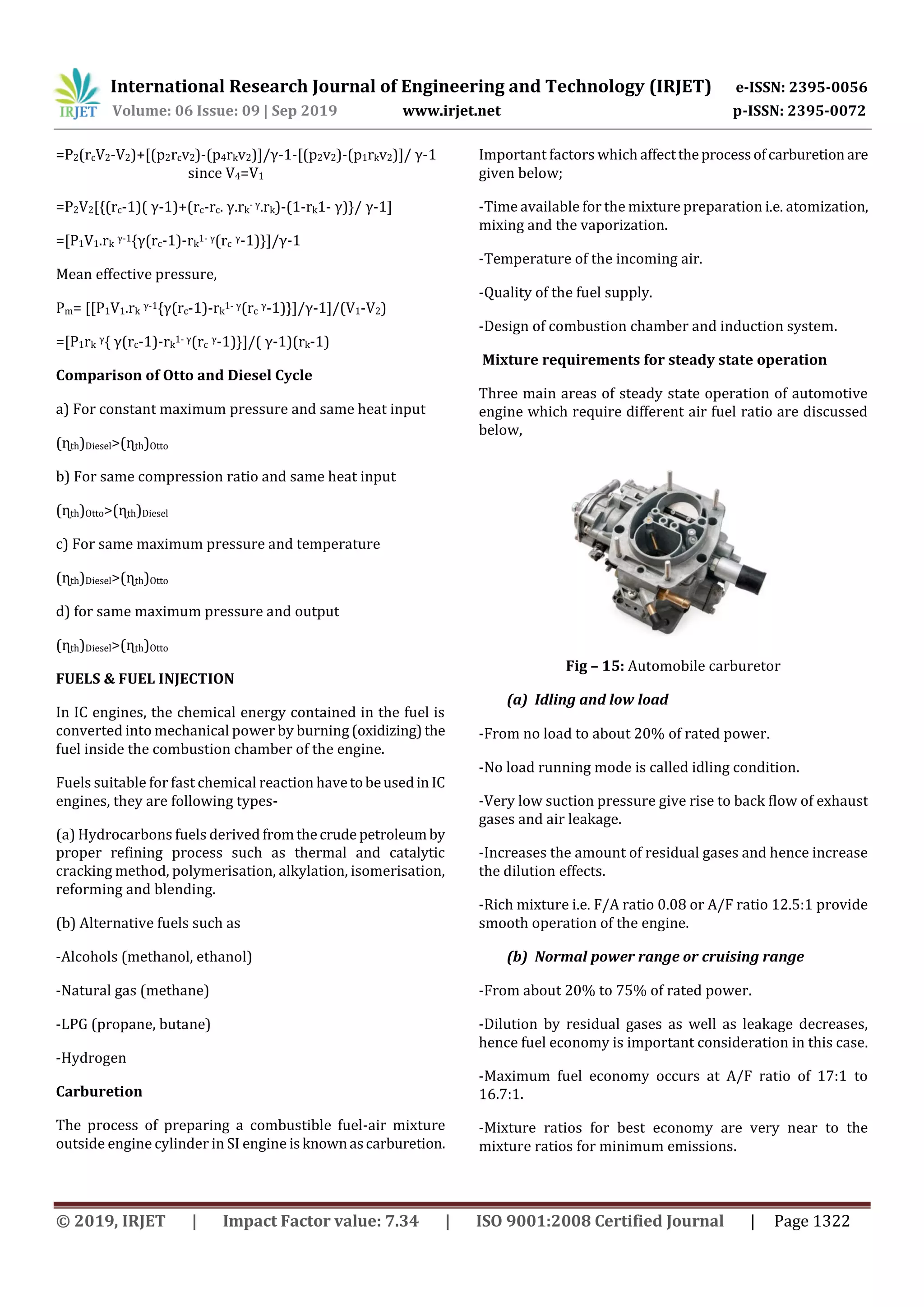 IRJET- Design and Specification of Internal Combustion Engine | PDF