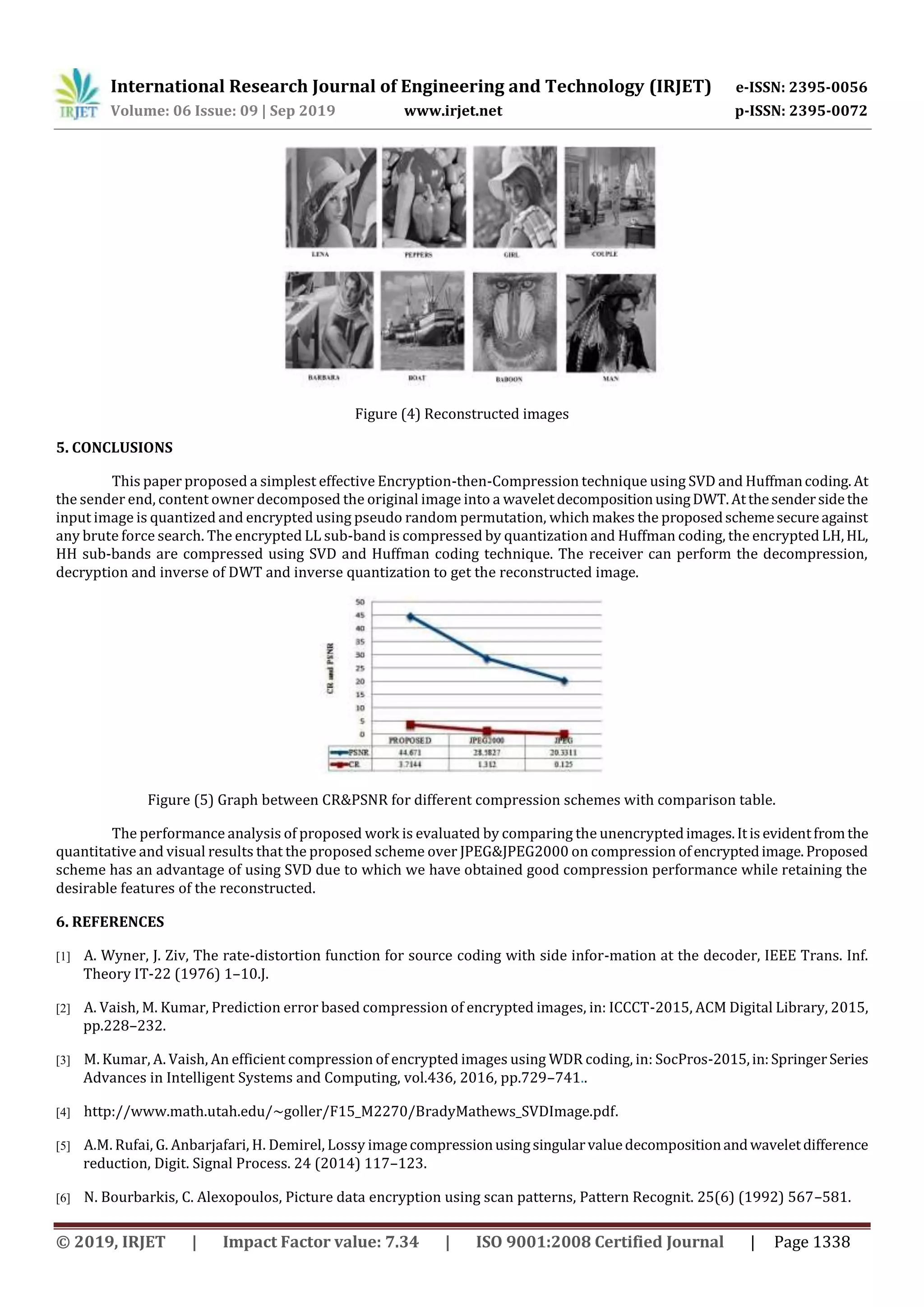 IRJET- Image Compression Technique for Quantized Encrypted Images using SVD | PDF