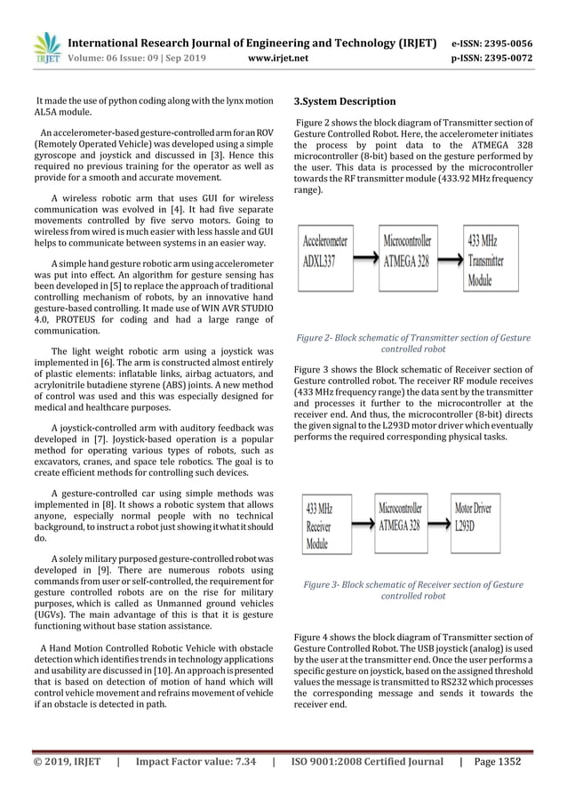 IRJET- Design and Implementation of Gesture Controlled Robot with a Robotic ARM | PDF