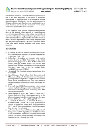 IRJET- Maximum Power Point Tracking of PV System by Particle Swarm Optimization Algorithm | PDF