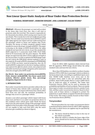 IRJET- Non Linear Quasi-Static Analysis of Rear Under-Run Protection Device | PDF