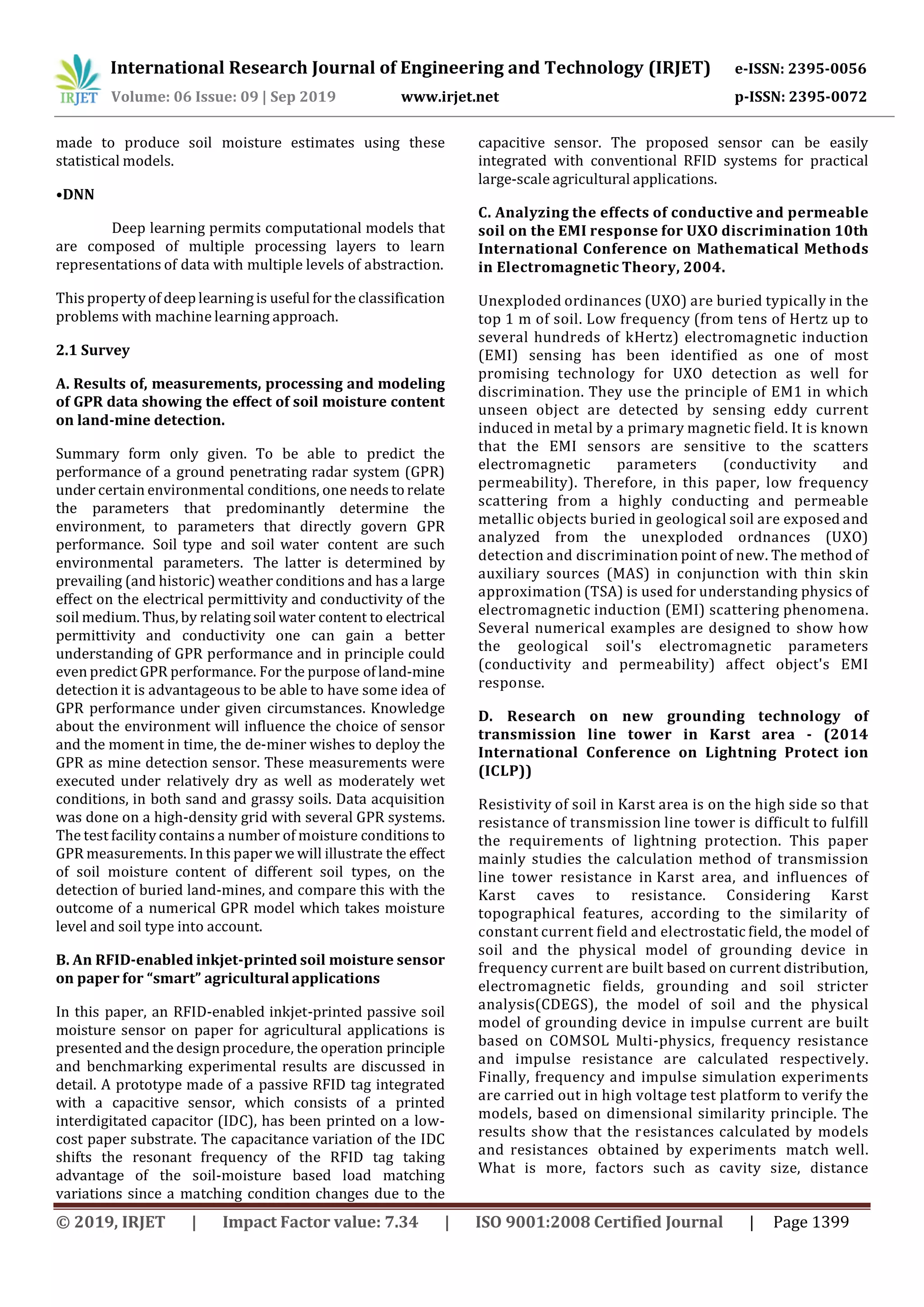 IRJET- Soil Water Forecasting System using Deep Neural Network Regression Model | PDF