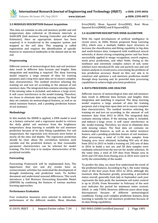 IRJET- Soil Water Forecasting System using Deep Neural Network Regression Model | PDF