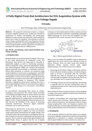 IRJET- A Fully Digital Front-End Architecture for ECG Acquisition System with Low Voltage Supply ...