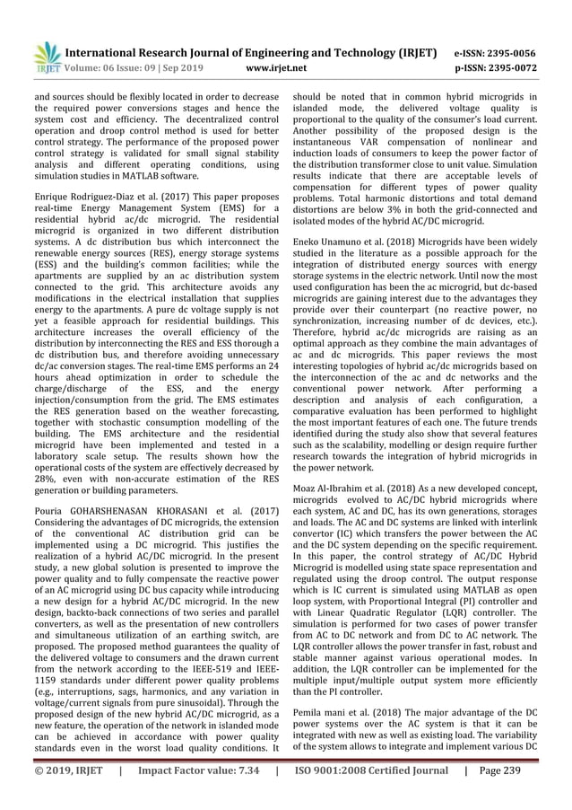 IRJET- A Review on Hybrid AC/DC Microgrid System and its Coordination Control | PDF