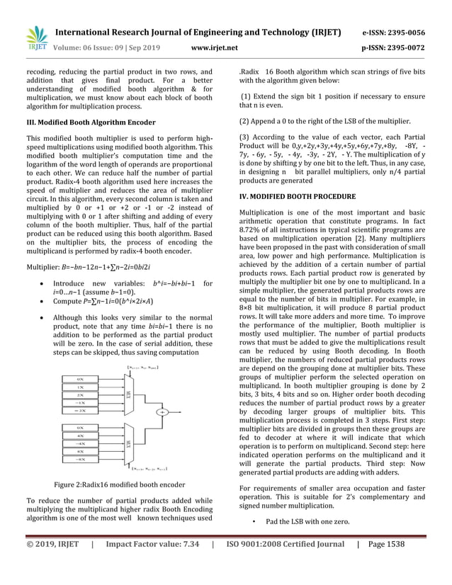 IRJET- Realization of Decimal Multiplication using Radix-16 Modified ...