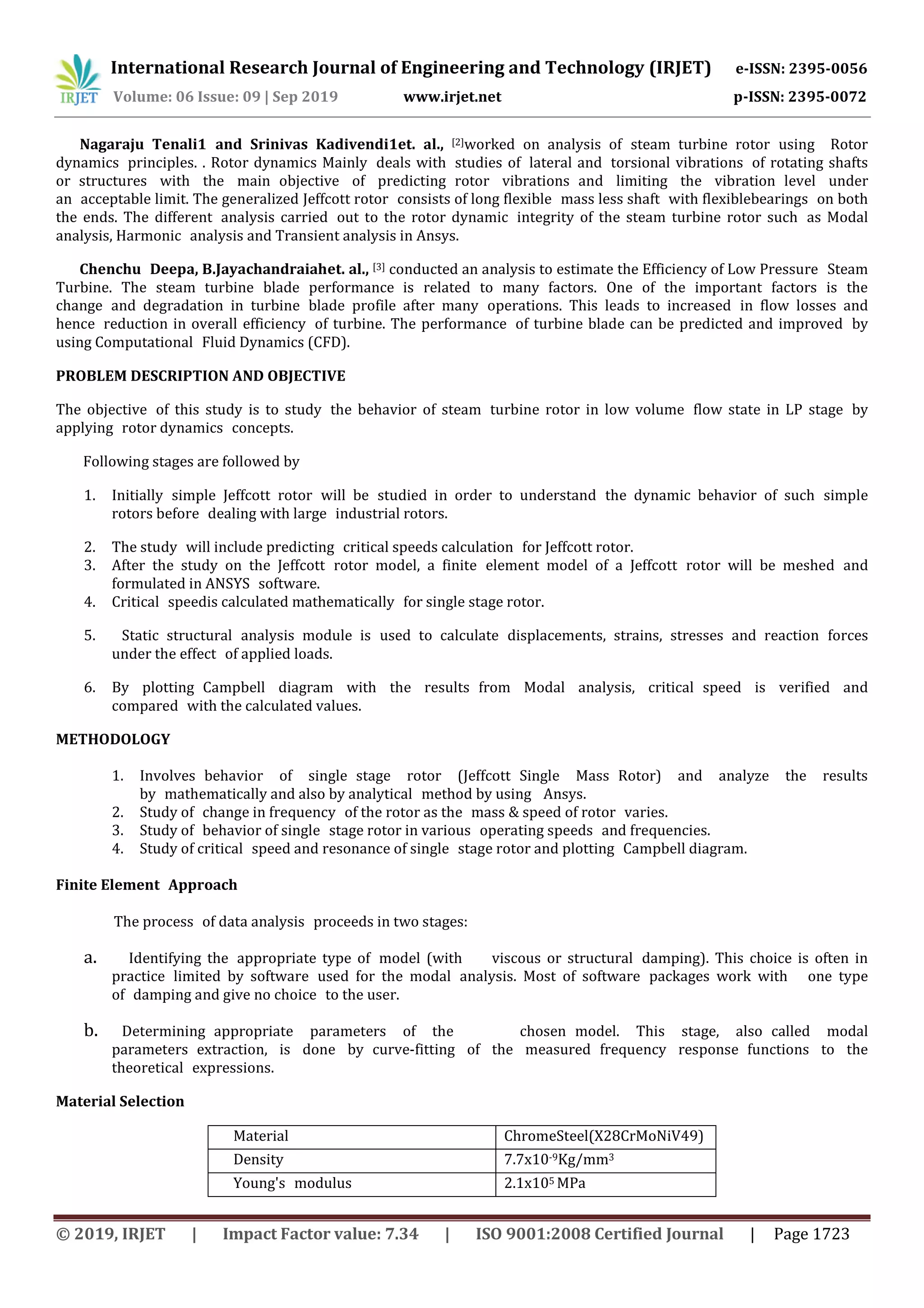 IRJET- Static and Modal Analysis of Jeffcott Rotor under Low Volume Conditions | PDF