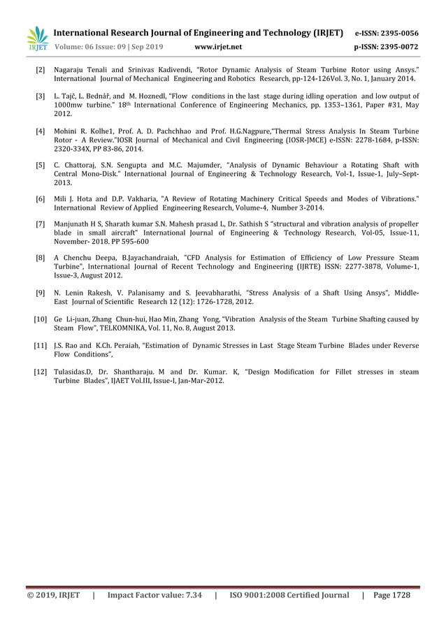IRJET- Static and Modal Analysis of Jeffcott Rotor under Low Volume ...