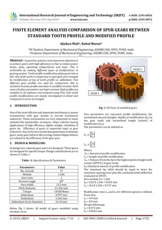 IRJET- Finite Element Analysis Comparison of Spur Gears between ...