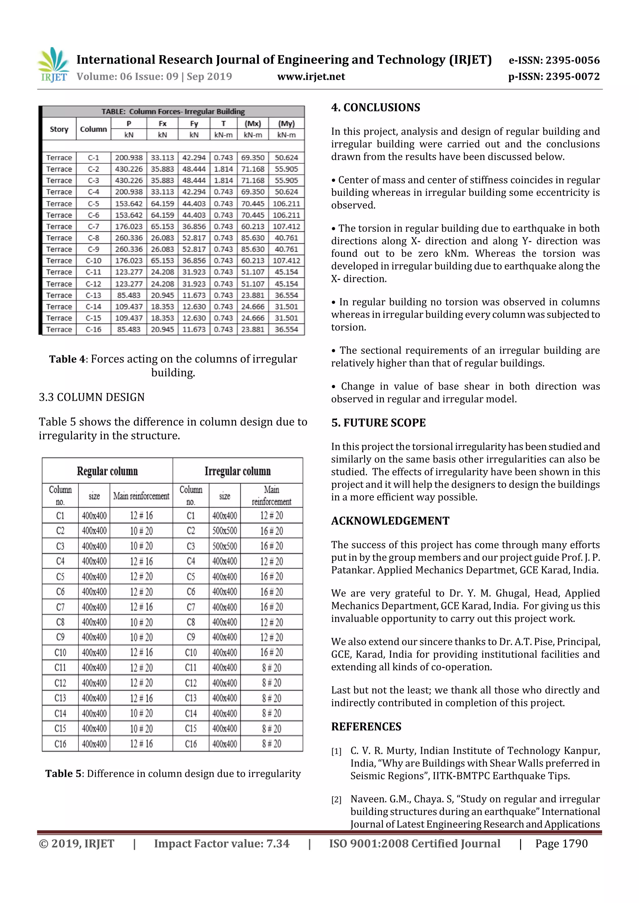 IRJET- Analysis and Design of Regular and Irregular Buildings | PDF